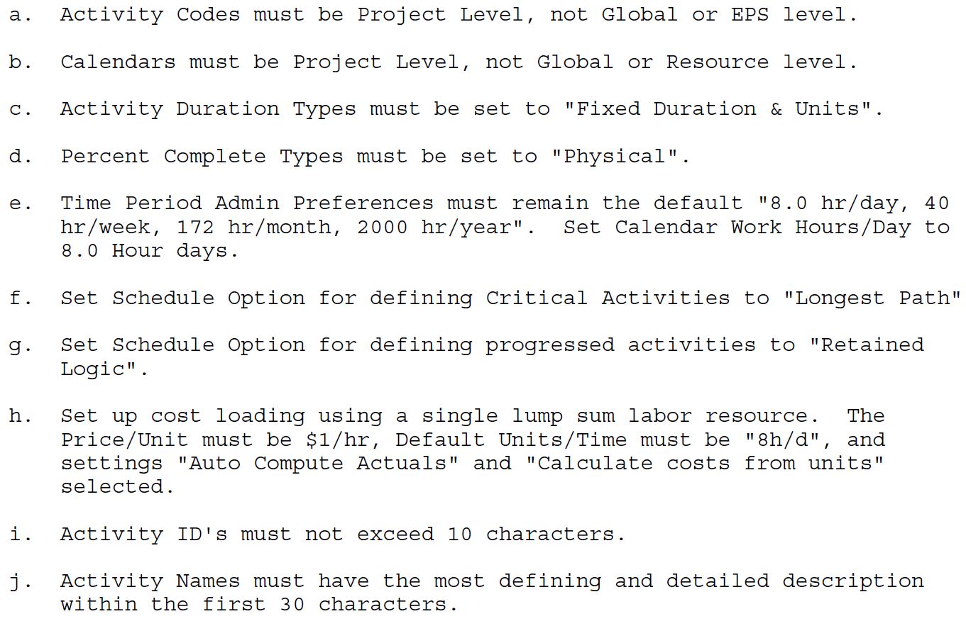 USACE P6 Mandatory Requirements | CPM Schedule Solutions | Construction ...